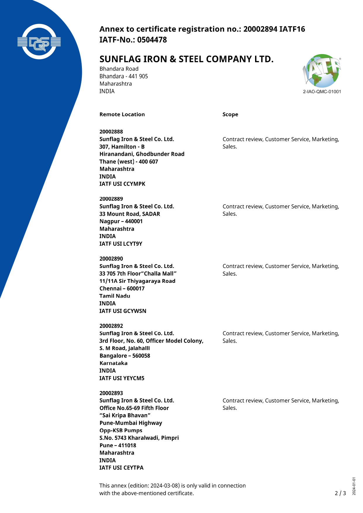 Certificates – Sunflagsteel